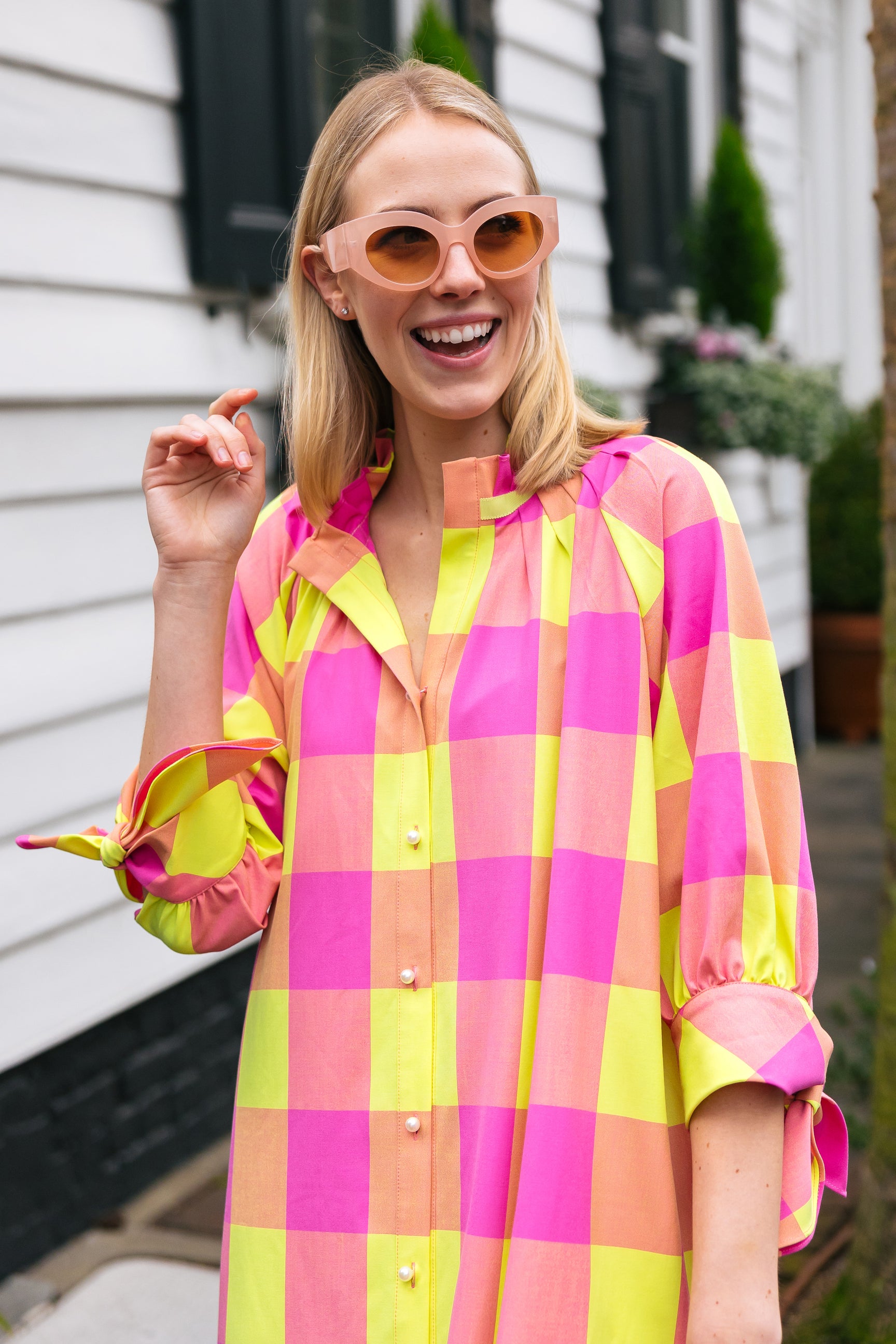 June Dress - Vivid Yellow and Pink FINAL SALE – August Morgan