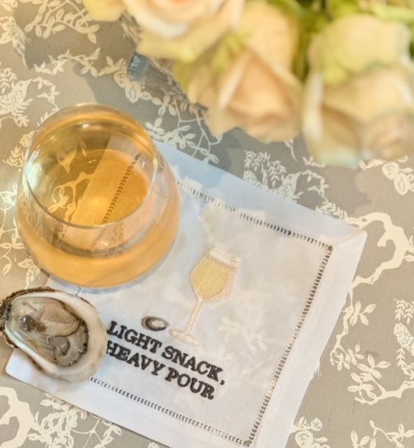 Oyster Cocktail Napkin, Light Snack Heavy Pour – August Morgan